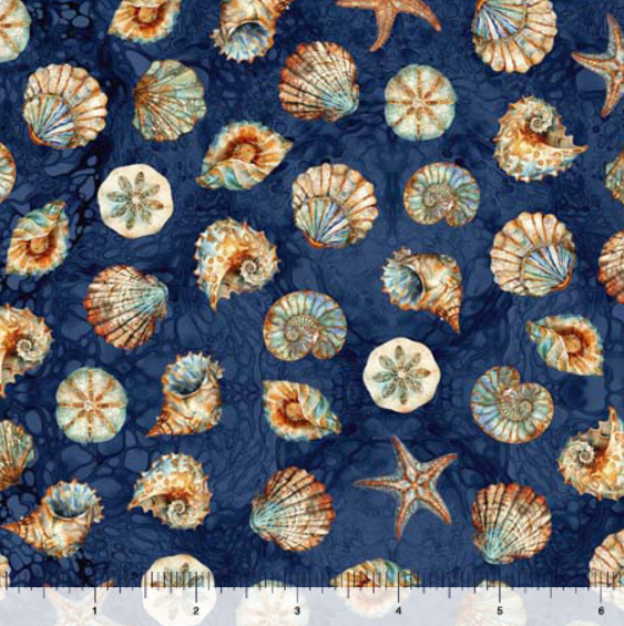 QT Fabrics - Atlantis - Shell Toss Mediterranean - 1/2 YARD CUT ...