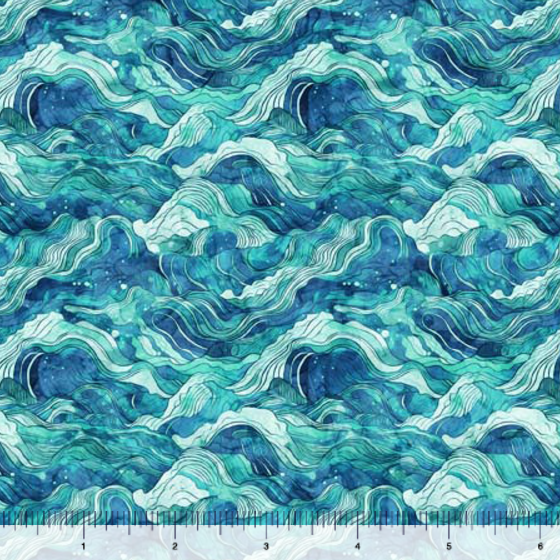 QT Fabrics - Atlantis - Ocean Waves Turquoise - 1/2 YARD CUT – Dreaming ...