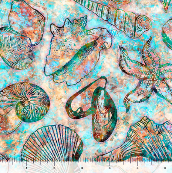 QT Fabrics - Oceana - Seashells - 1/2 YARD CUT – Dreaming of the Sea ...