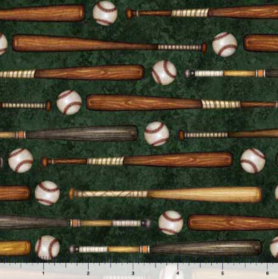 QT Fabrics - Bases Loaded - Bats & Baseballs - 1/2 YARD CUT – Dreaming ...
