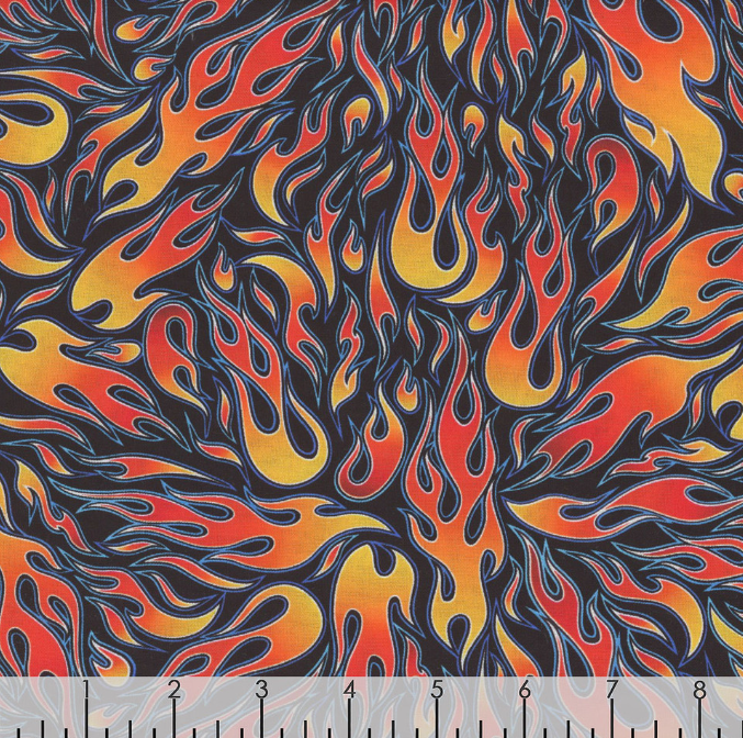Timeless Treasures - Flames - 1/2 YARD CUT – Dreaming of the Sea Fabrics