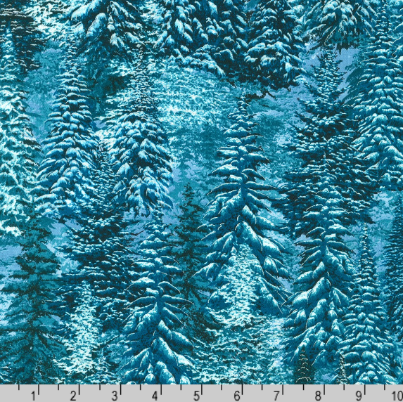 Robert Kaufman - Snowy Brook - Pine Trees Spruce - 1/2 YARD CUT ...