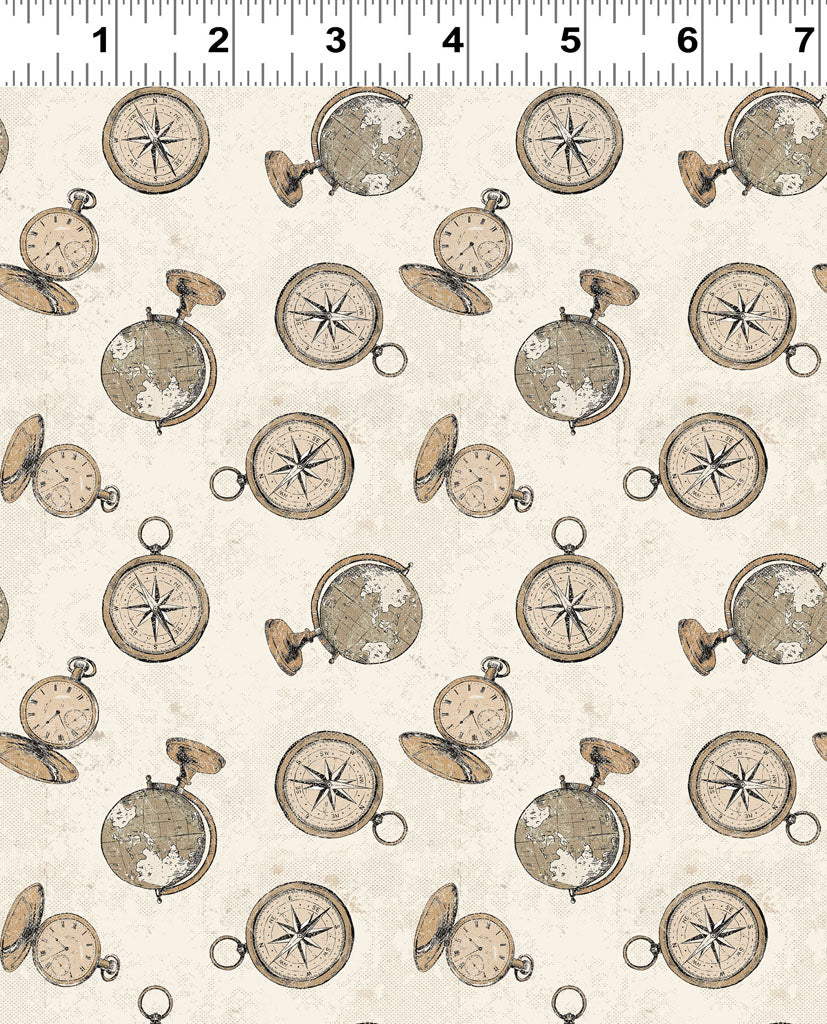 Clothworks - Explore - Time Zone Cream - 1/2 YARD CUT – Dreaming of the ...