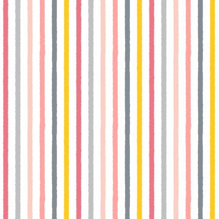 Studio E - Porkopolis - White Multicolor Stripe - 1/2 YARD CUT ...