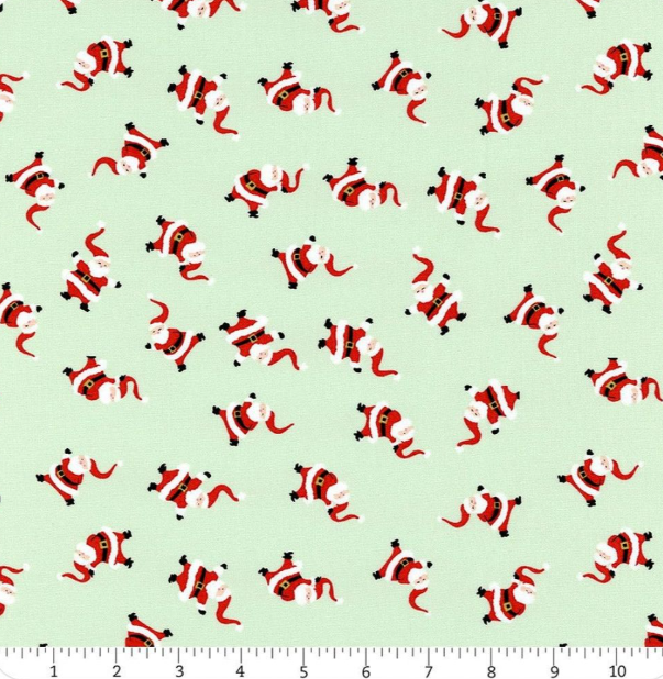 Riley Blake - Santa Claus Lane - Mint Santas - 1/2 YARD CUT – Dreaming ...